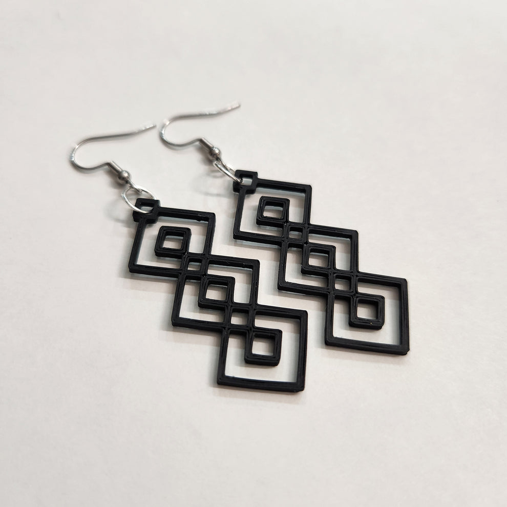 Modern Triple Diamond Earrings – Lightweight Minimalist Geometric Dang ...