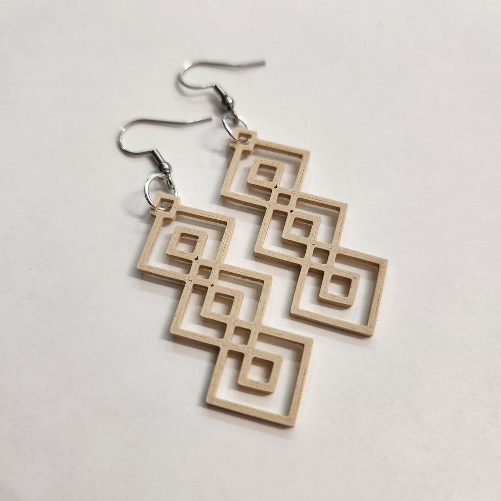 Modern Triple Diamond Earrings – Lightweight Minimalist Geometric Dang ...