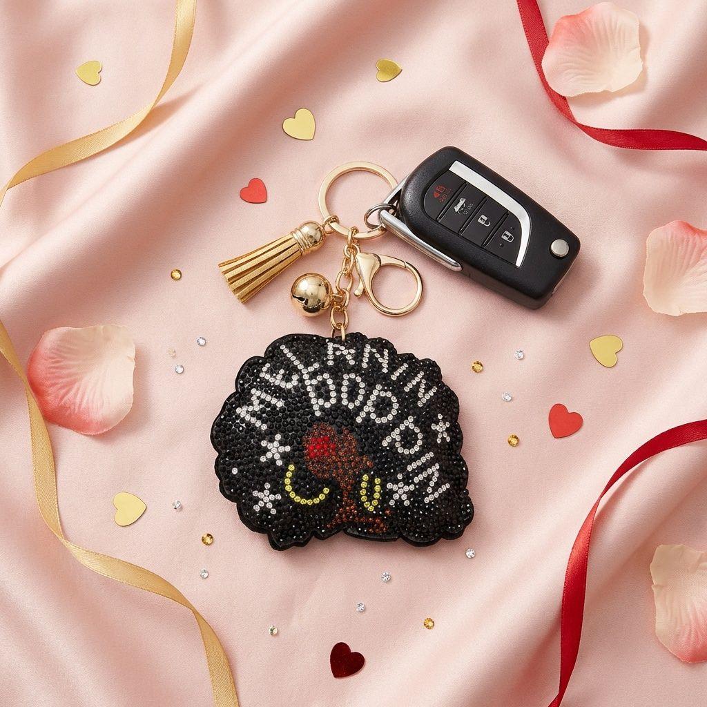 Keychain Melanin Poppin Afro Sparkle Purse Charm – MJs Bohemian Jewels